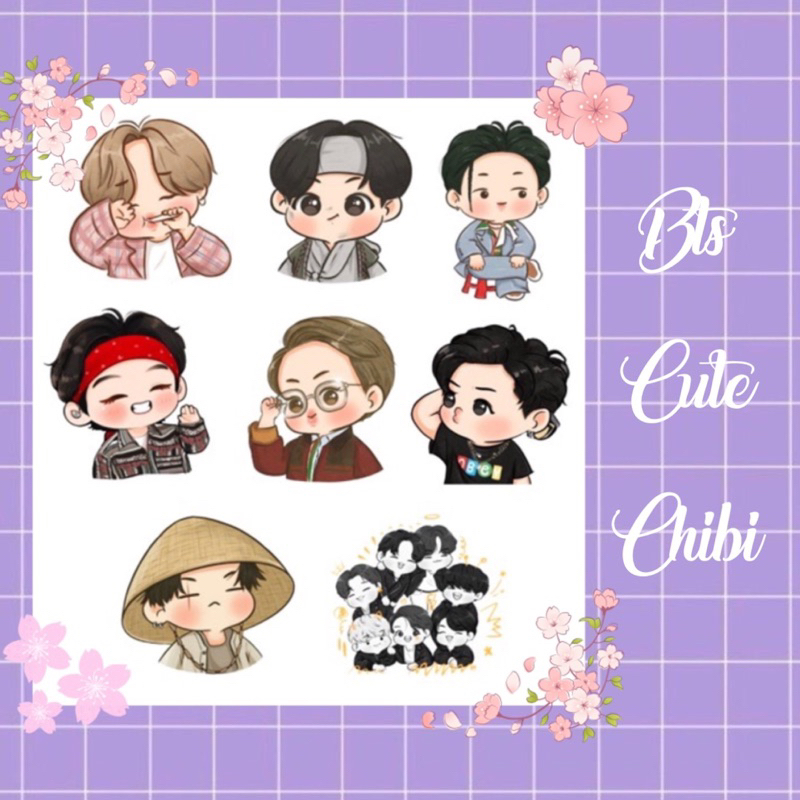 BTS Chibi Fan-art Waterproof Laminated Sticker Pack Die-cut | Shopee ...