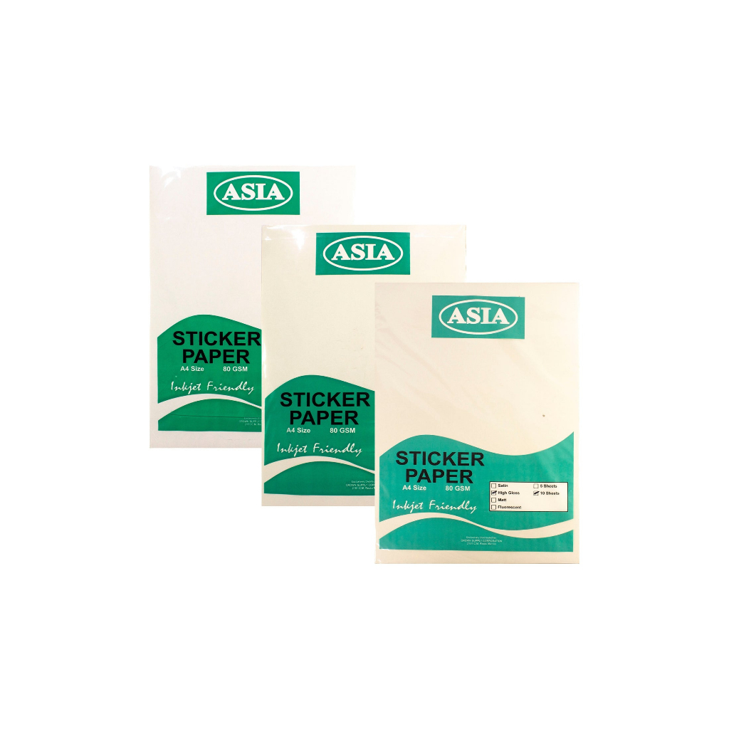 1 Pack Asia Sticker Paper 80GSM A4 10 Sheets White | Shopee Philippines