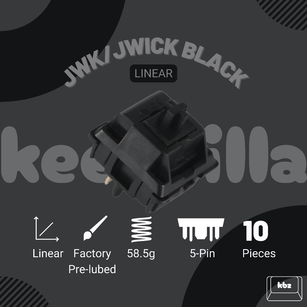JWK/JWICK Black Linear Switch Mechanical Keyboard Switch 5 pin 10 pcs ...