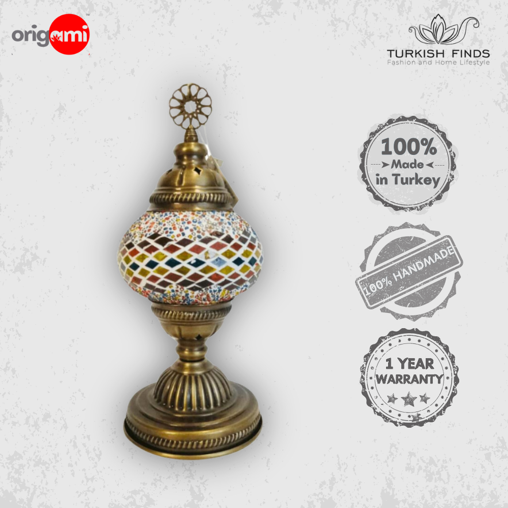 Turkish Finds Filigree Mosaic Table Lamp - Yellow Brown Orange Star ...