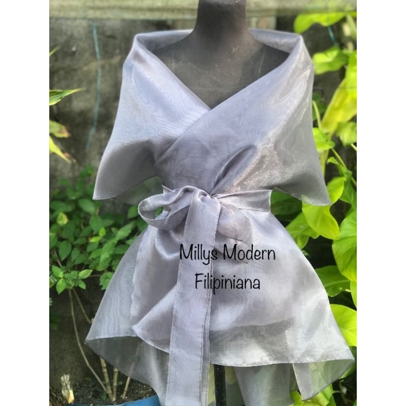 Modern Filipiniana wrap around Dark Grey | Shopee Philippines