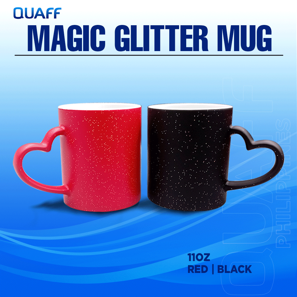 11oz QUAFF Sublimation Glitter Magic Mug w/ Heart Handle Sublimation ...