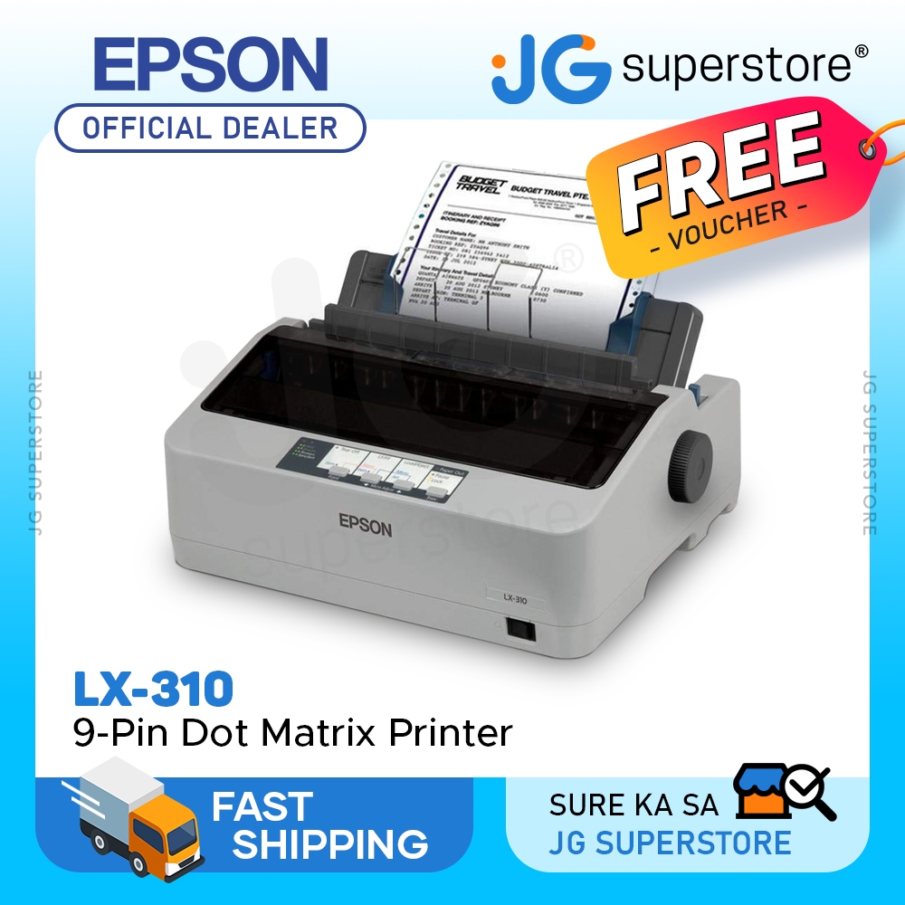 Epson LX-310 Dot Matrix Printer USB 357cps at 12cpi 9-Pin Narrow Carriage Prints up to 5-Part ...