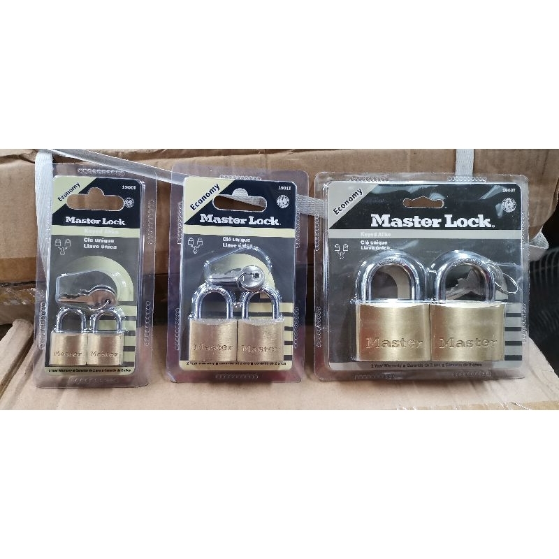 Master Lock 2Pcs/Set Economy Series Solid Brass Body Padlock 1900T / 1901T / 1903T (Keyed alike ...