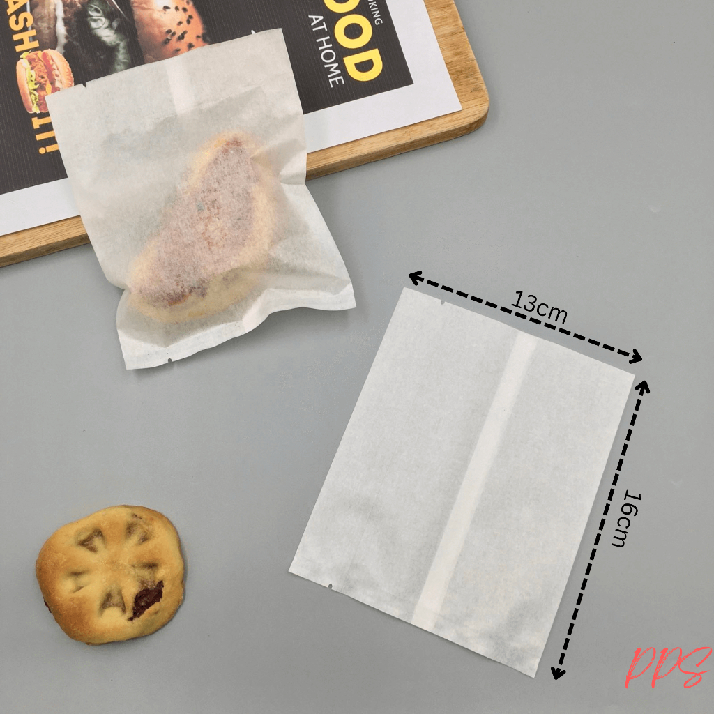 100pcs White Cotton Paper Pastry Packet Frosted Baking Bag Oil-Proof ...