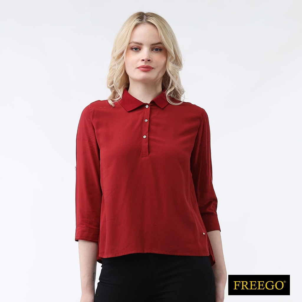 Freego Ladies Plain 3/4 Slvs Blouse AST04-0059 | Shopee Philippines