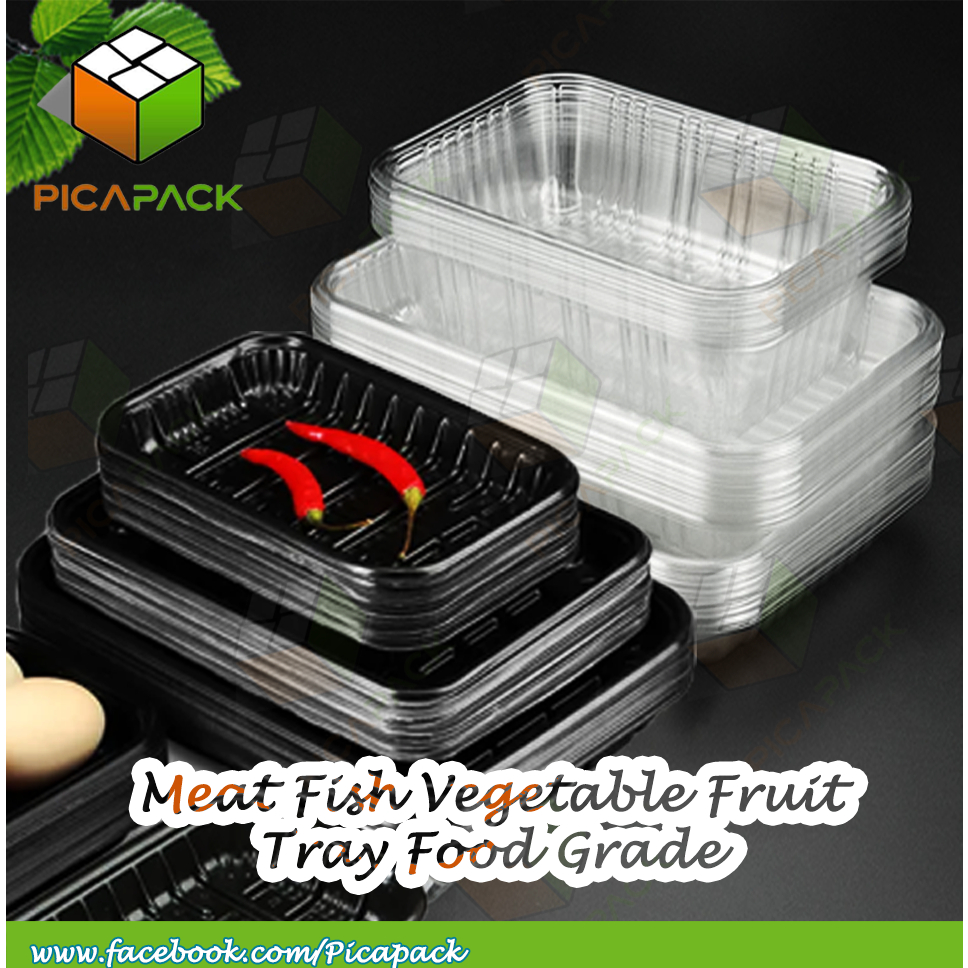 100pcs Meat Fish Vegetable Fruit Tray Food Grade PP Plastic Baked ...