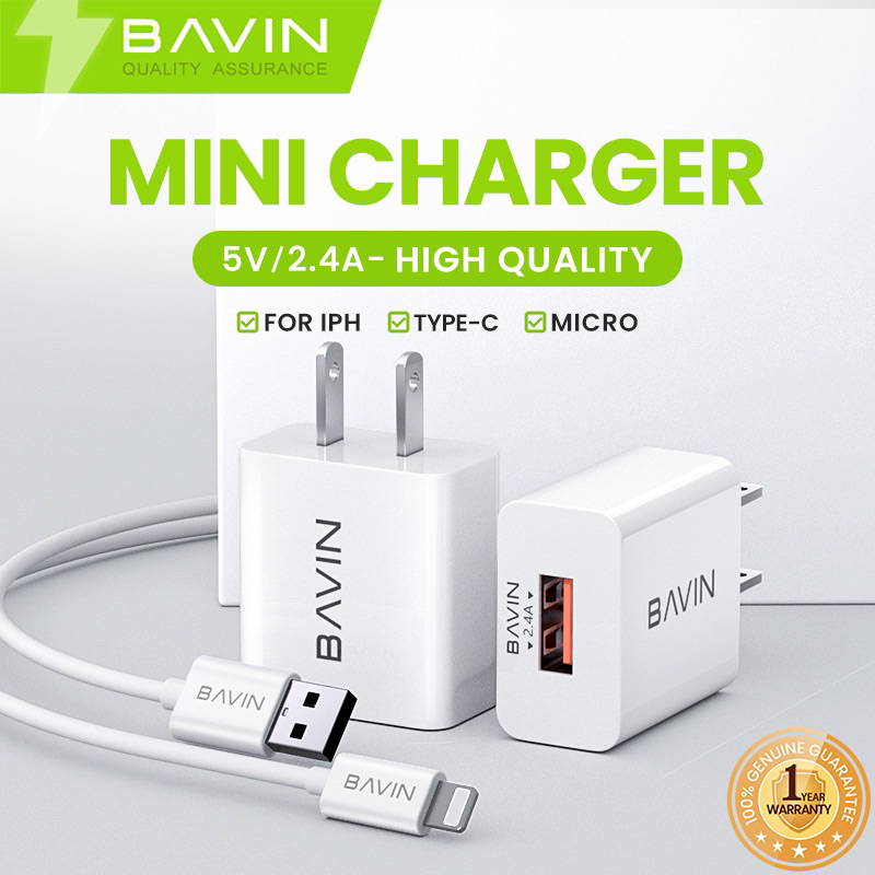 HY Original BAVIN 1.3A/2.4A Fast Charger Adapter With Cable For Android ...