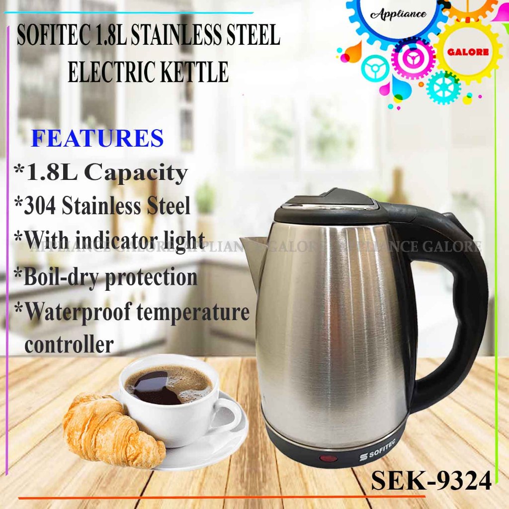 ELECTRIC KETTLE STAINLESS STEEL SOFITEC SEK-9324 1.8L | Shopee Philippines