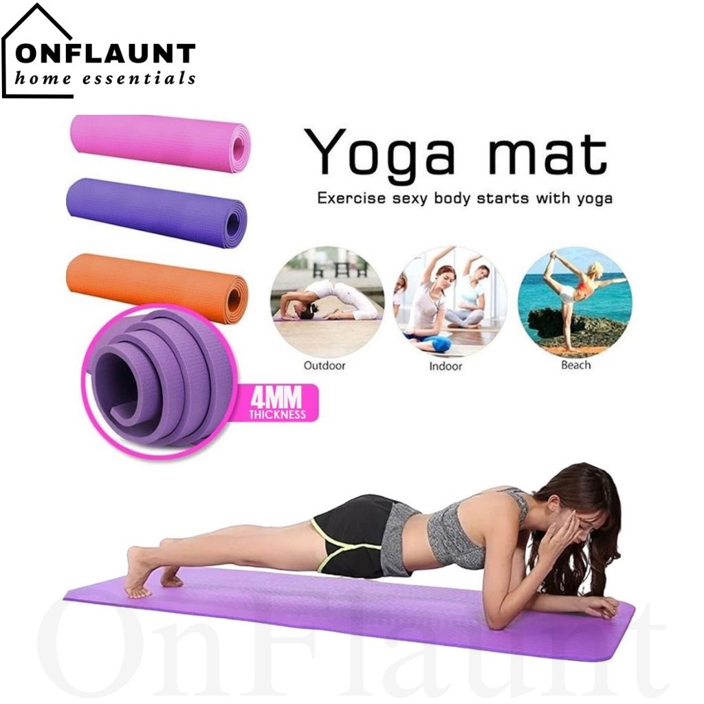 OnFlaunt Yoga Mat Exercise Pad Thick Non-Slip Durable Anti Slip 68x24cm ...