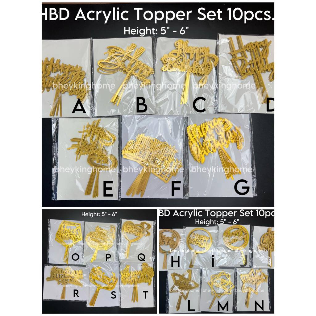 10pcs Happy Birthday Toppers Mix Assorted topper set HBD | Shopee ...