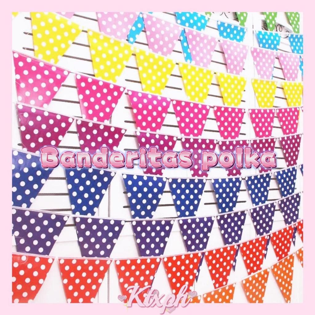 Banderitas polka dots party flags banner birthday party needs ...
