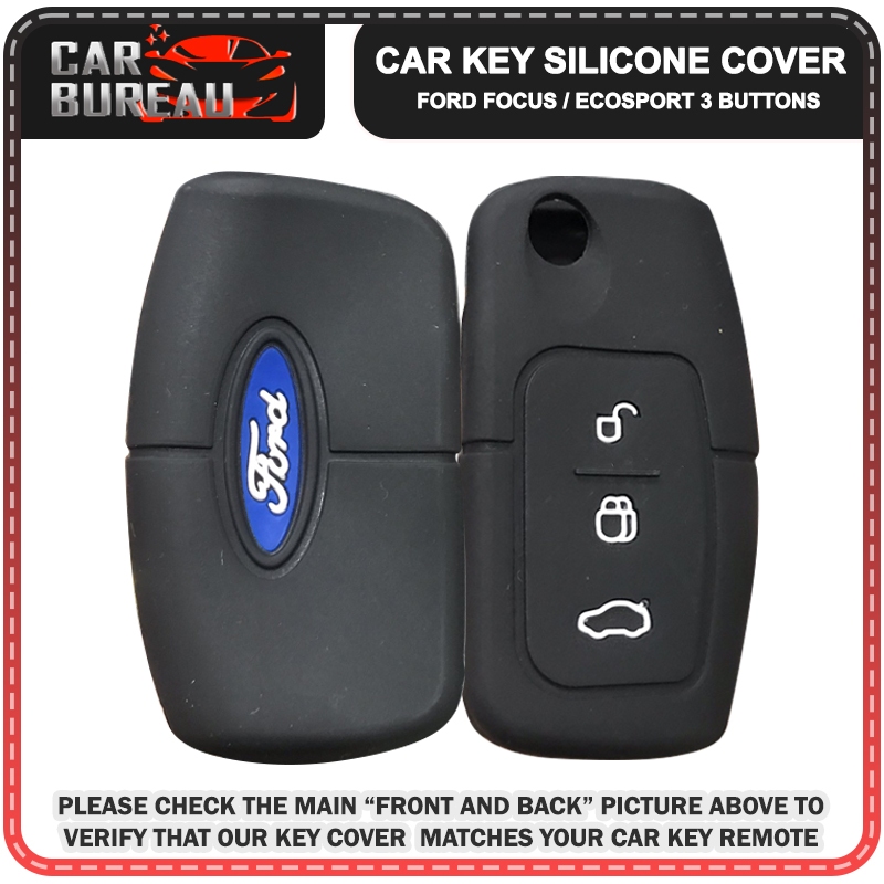 Ford Focus / Ecosport 3 Button Silicone Car Key Cover Case | Remote Key ...