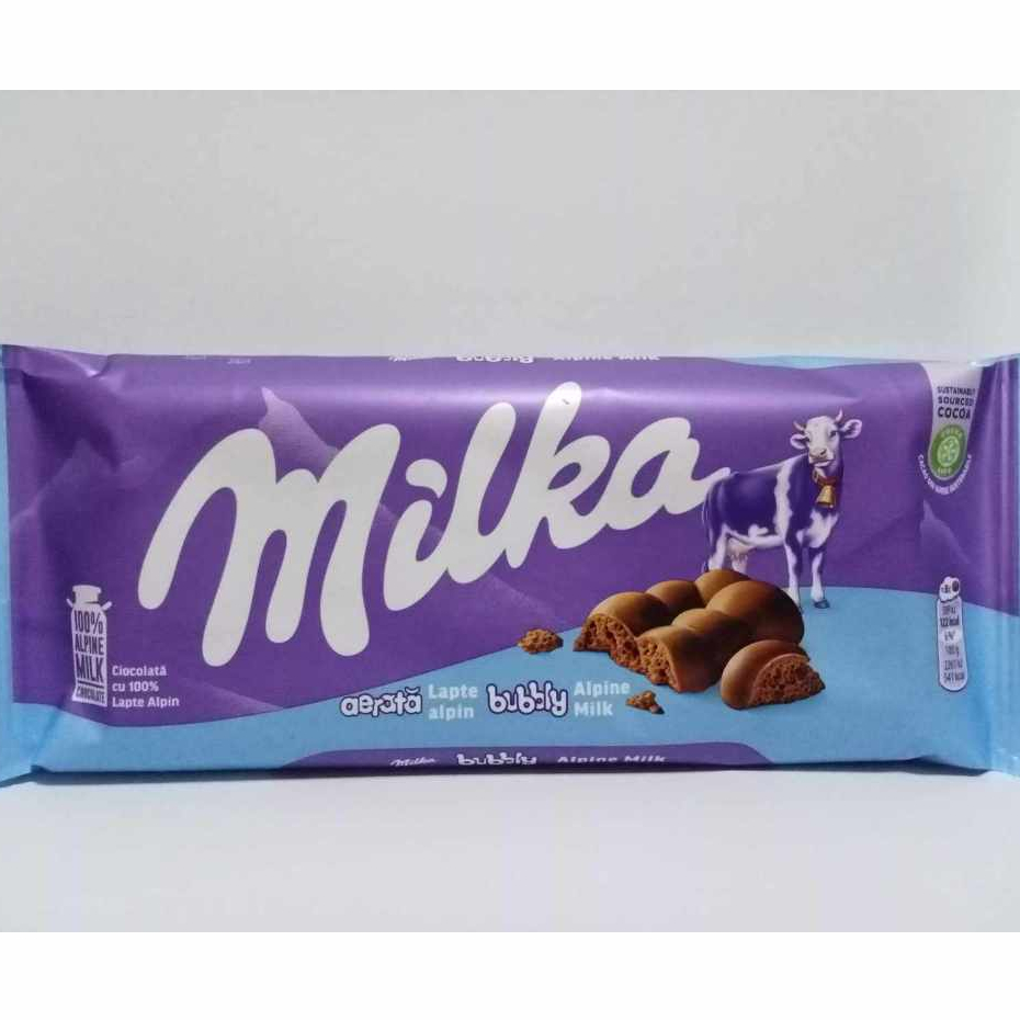 MILKA AERATA LAPTE ALPIN BUBBLY ALPINE MILK 90G | Shopee Philippines