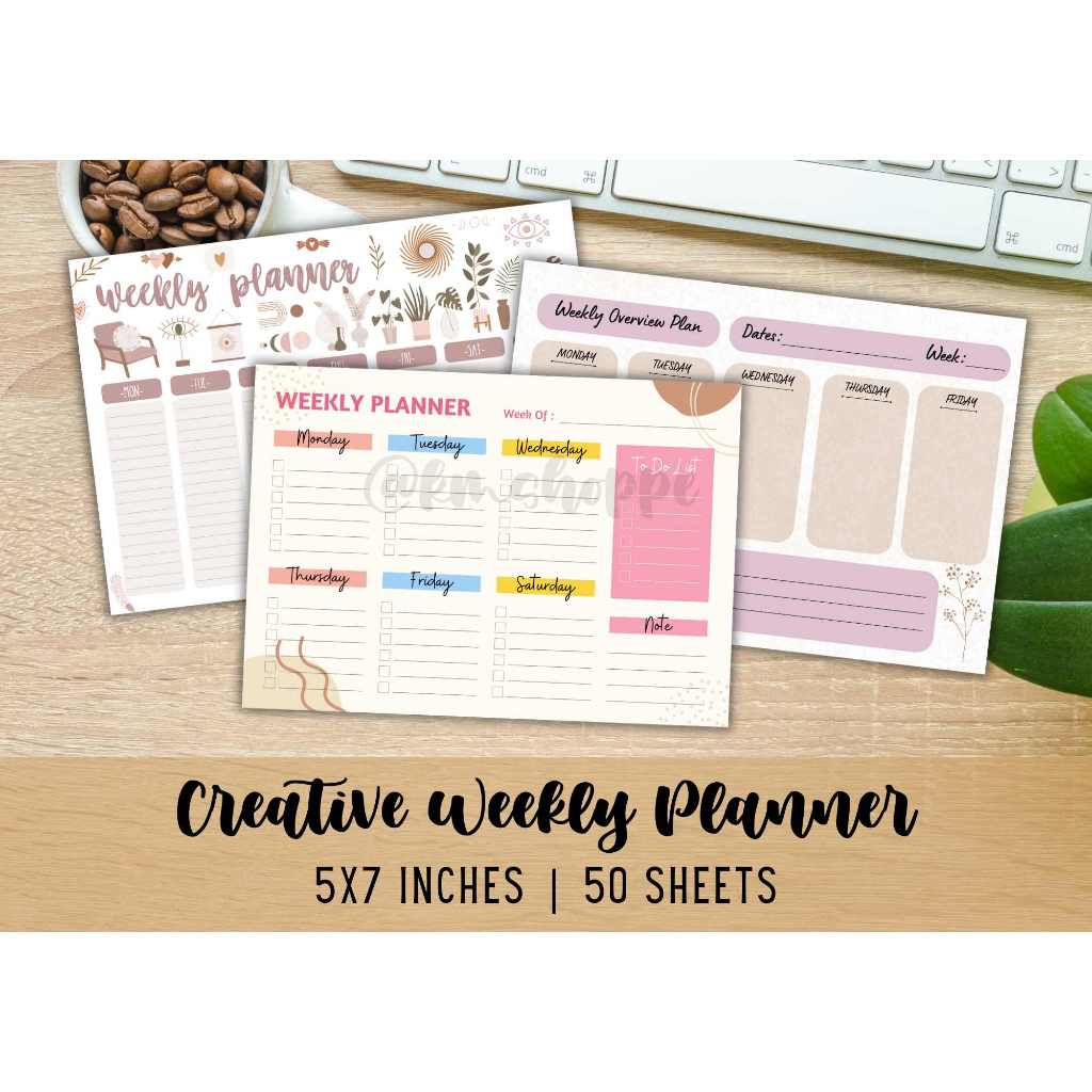 Weekly Planner Pad 5x7 Inches [50 sheets] Notepad/Stationary Memopad ...