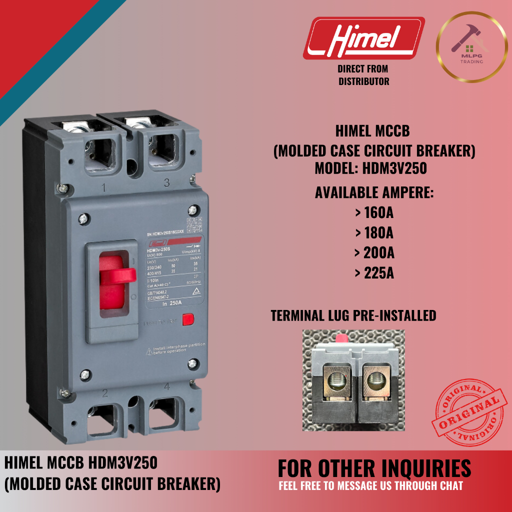 Himel HDM3v MCCB 2 Pole | (100A, 125A, 160A, 180A, 200A, 225A, 250A ...
