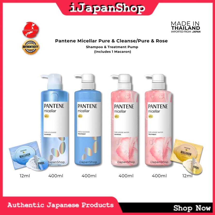 Pantene Micellar Pure and Rose Water Shampoo and Conditioner 400ml with ...