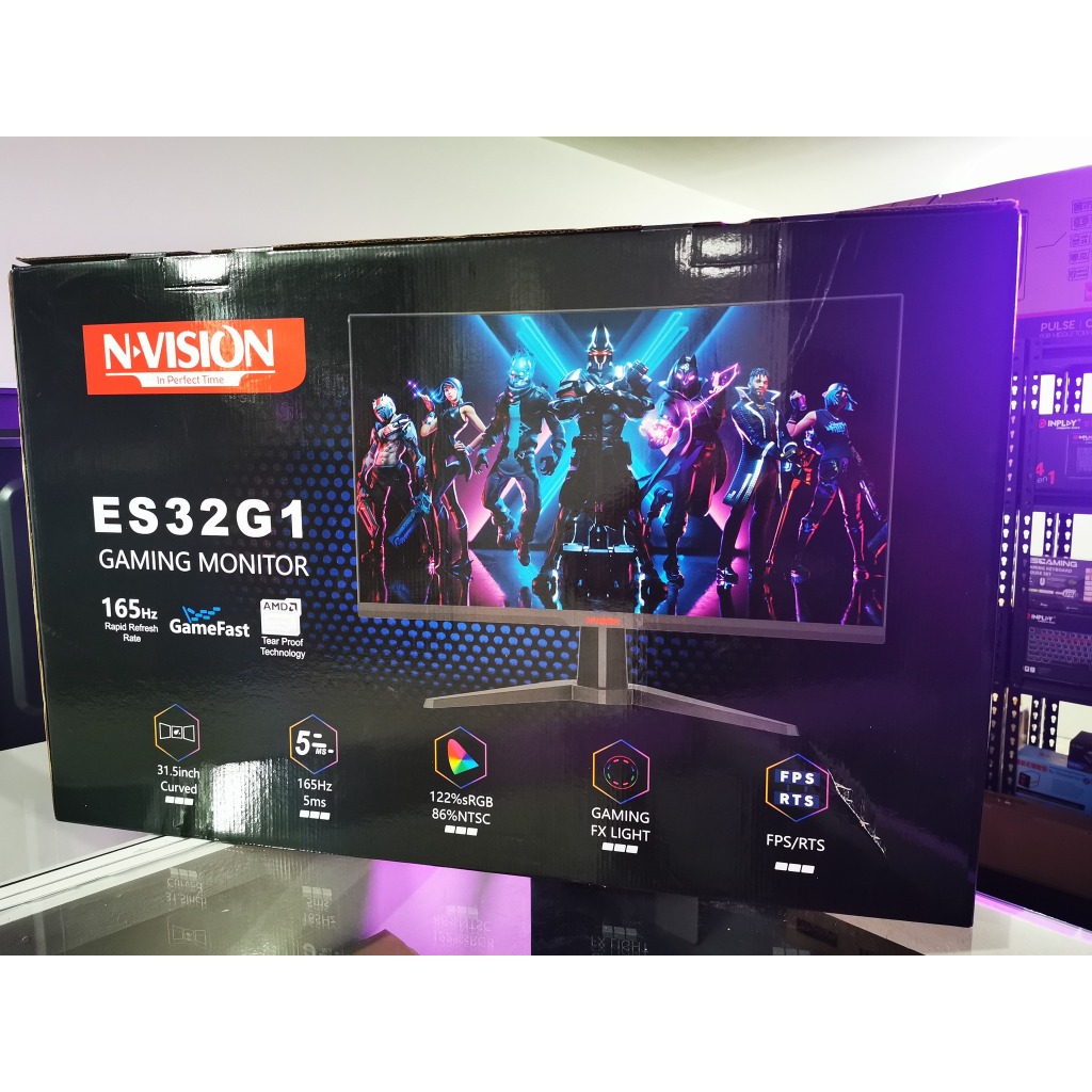 Nvision ES32G1 165Hz Curved VA Panel 32inches with Gaming RGB Light ...