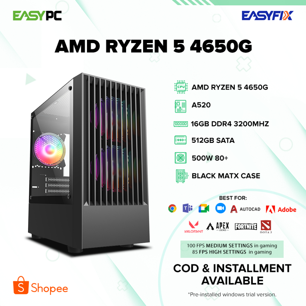 EasyPC | Easy Build RYZEN 5 4650G| A320| 8GB/16GB| CASE| 700w/500W ...