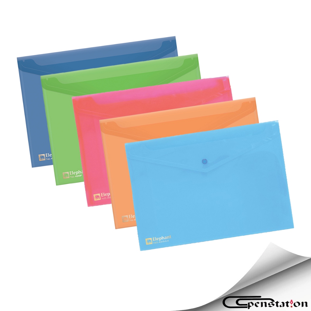 ELEPHANT Plastic Envelope with Snap Button Legal A4 / PenStation ...