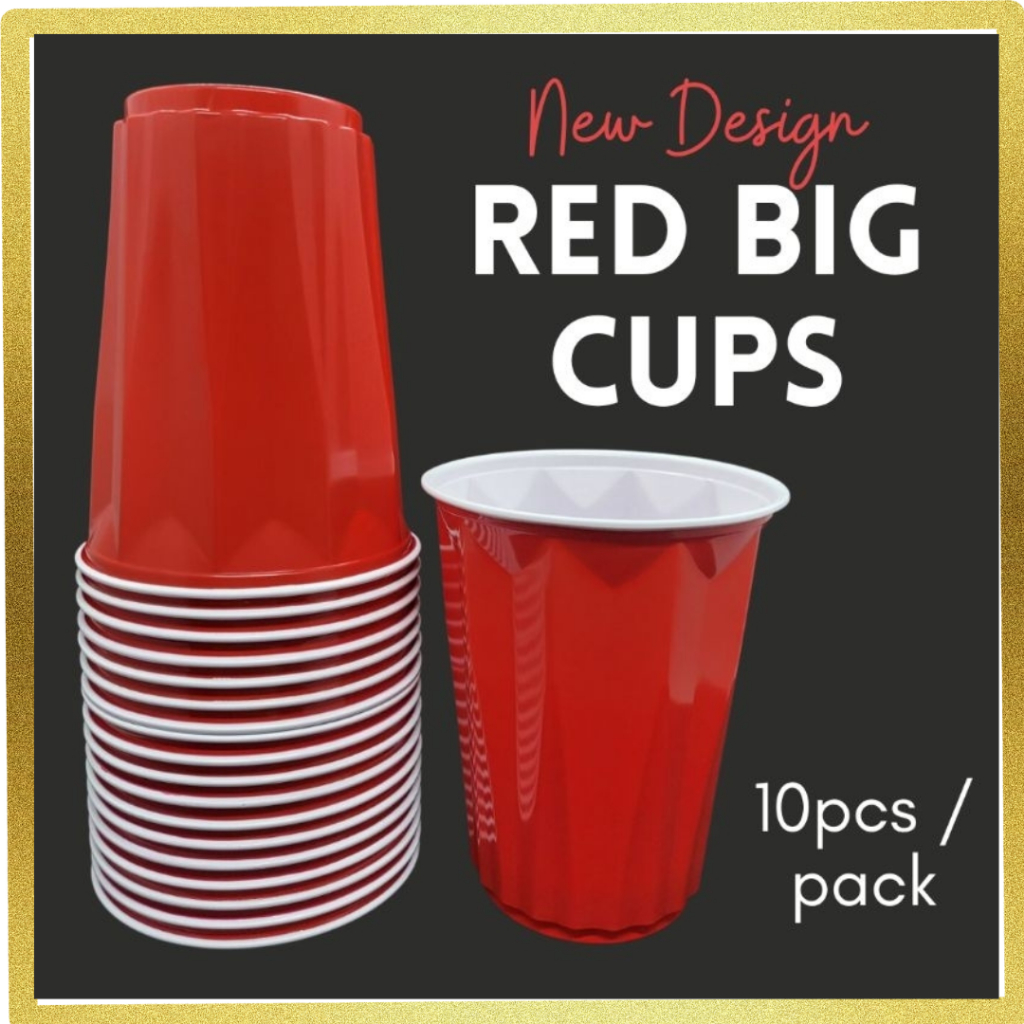 Red Big Cups 16oz Party Cups New Design 10pcs and 20pcs | Shopee ...