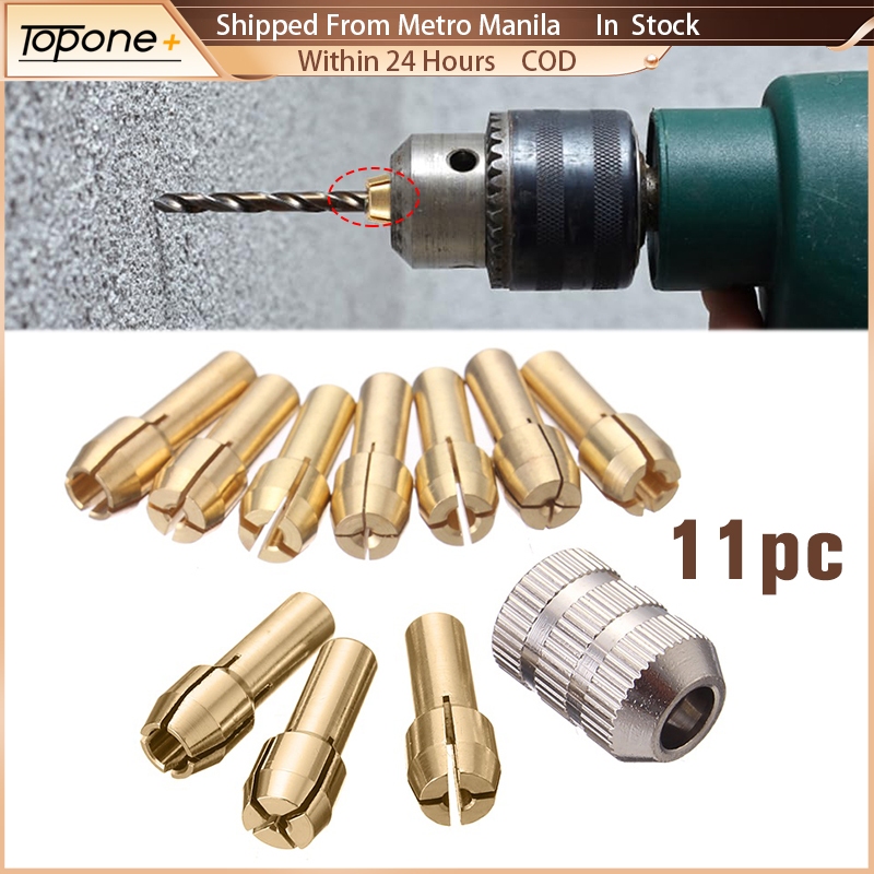 11pcs Mini Electric Grinder Collets Chuck Bits Drill Brass Copper ...