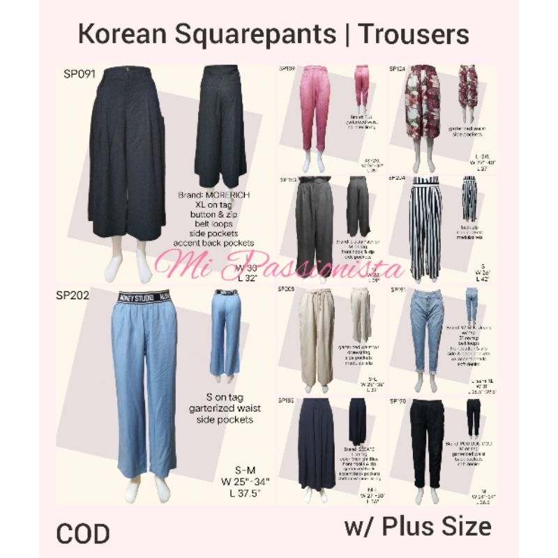 Korean Cotton SquarePants | Wide Leg | Trousers | WideLeg Preloved ...