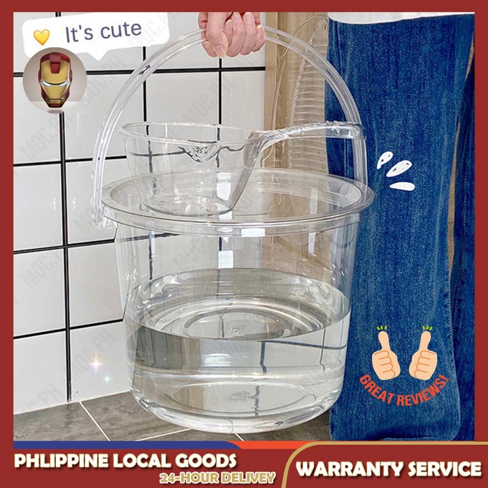 Transparent Timba Plastic Bucket Timba with Dipper and Basin Tabo Palanggana-Minimalist Home ...