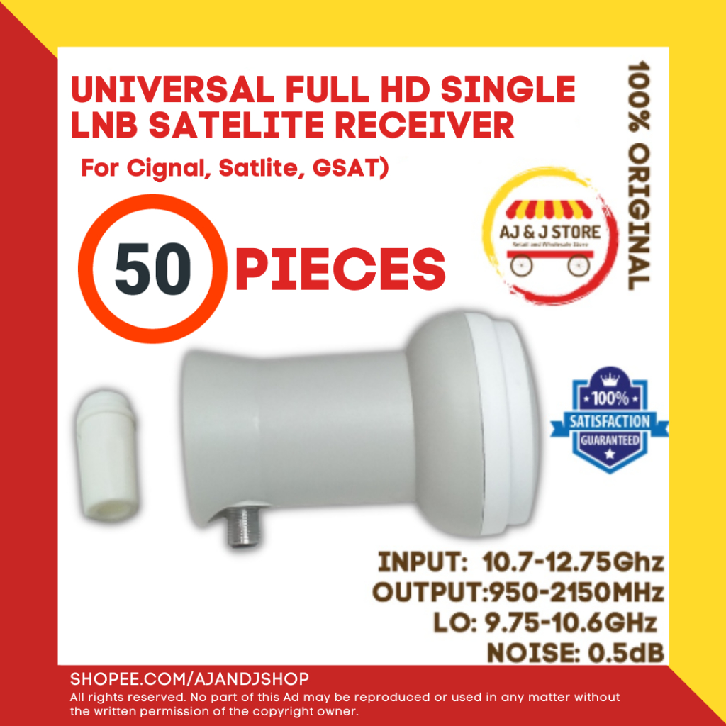50PCS Universal Full HD Single LNB Satelite Receiver (For Cignal, Satlite, GSAT) + FREEBIES ...