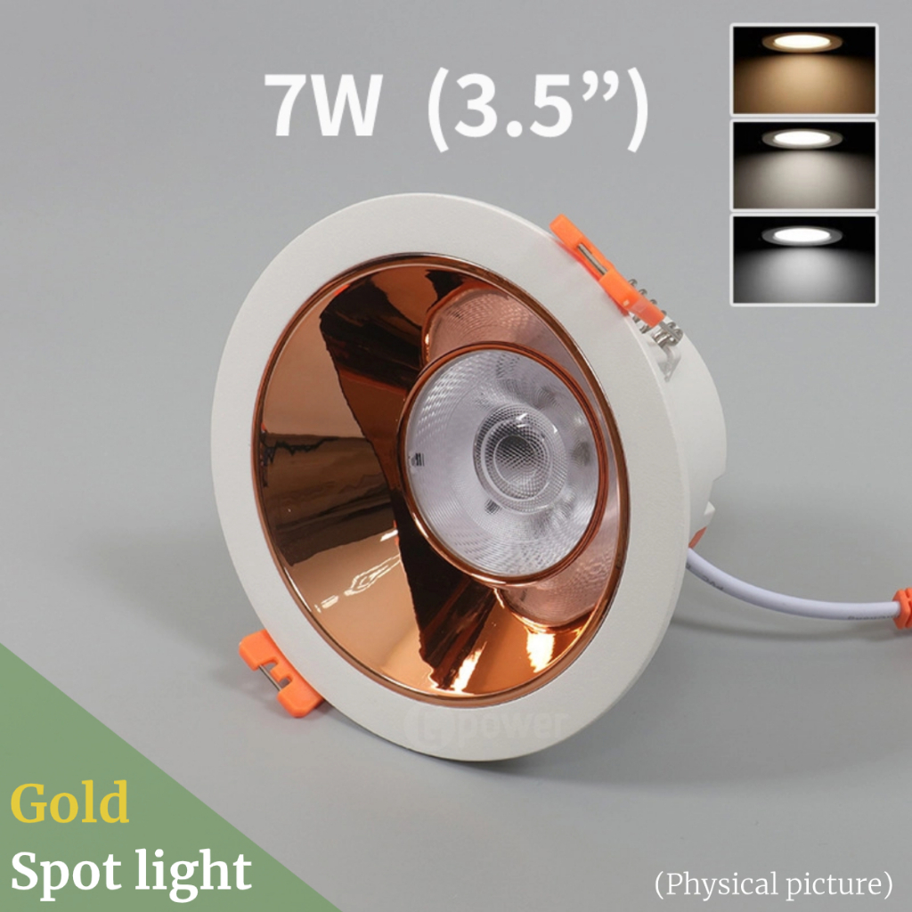GPower LED Anti Glare PinLight 7W Spotlight 3 Color Recessed Round ...