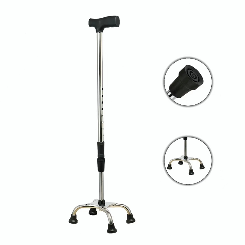 Adjustable Quad Cane for the Elderly Stainless Steel Walking Stick for ...