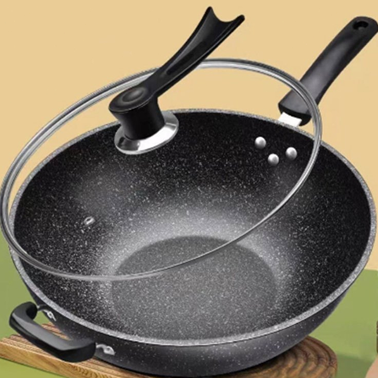 32CM Non-stick wok pan high-quality medical stone Wok pan 3 layers of ...