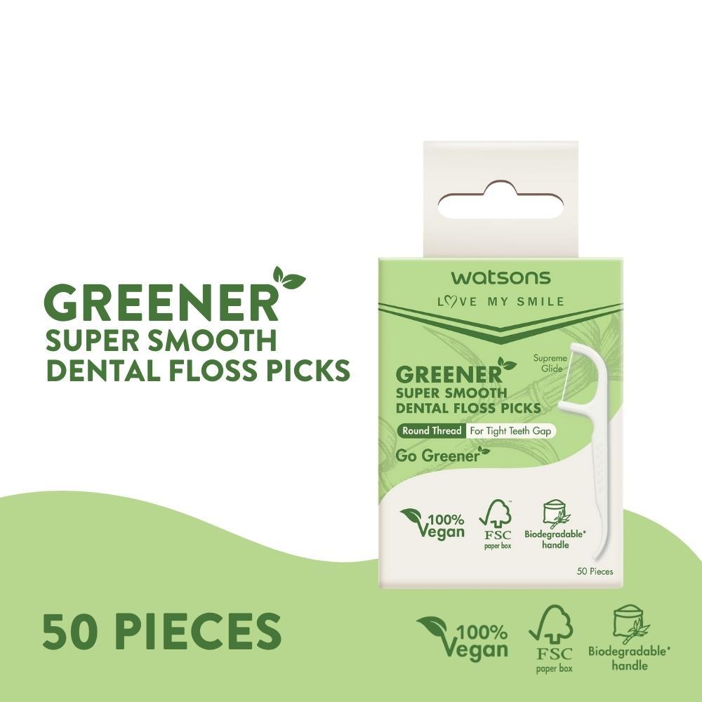 WATSONS Love My Smile Greener Super Smooth Dental Floss Picks Round ...