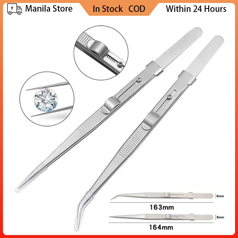 Stainless Steel Non-slip Jewelry Tweezers Diamond Gem Tweezers with ...