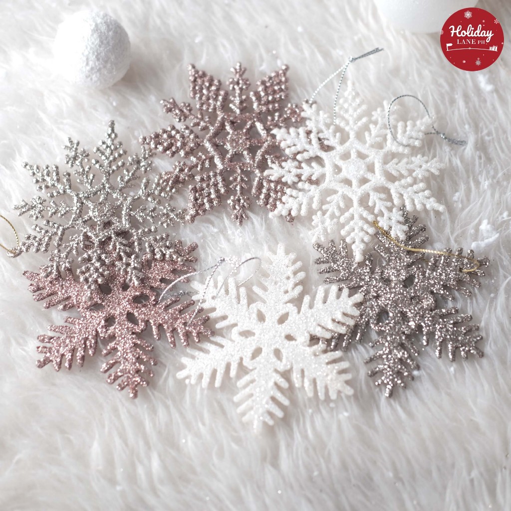 5pcs 10cm Christmas Snowflakes (Small) White Pink Champagne Red ...