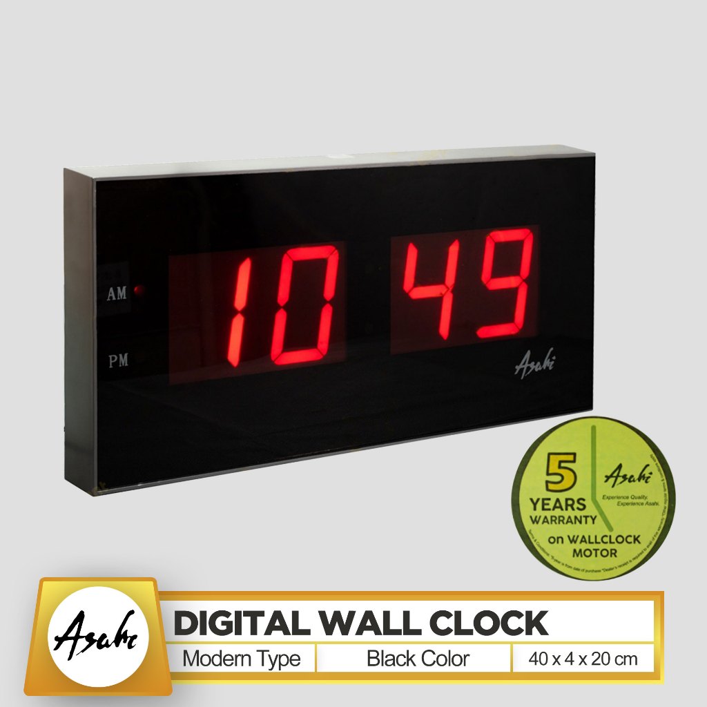 Asahi Digital Wall Clock Auto Adjust Led Brightness 40x4x20cm | Shopee ...