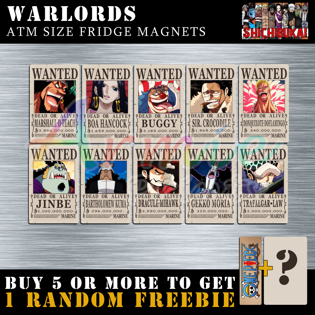 Warlords of the Sea | Shichibukai | One Piece Wanted Posters ATM Size ...