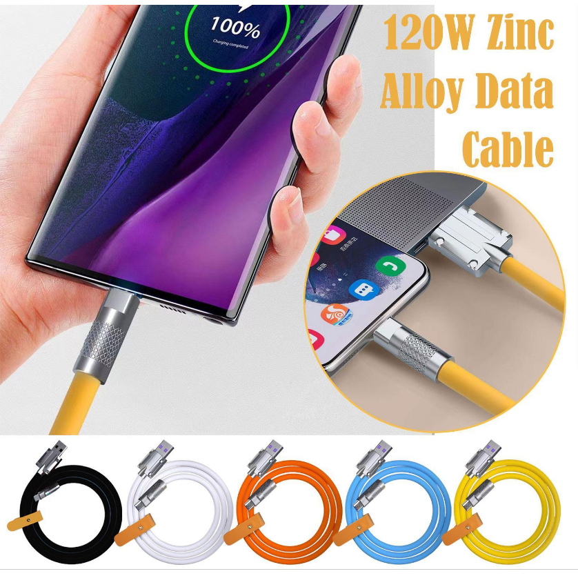 120W Watts 6A Super Fast Charging Type C Zinc Alloy Liquid Silicone USB ...