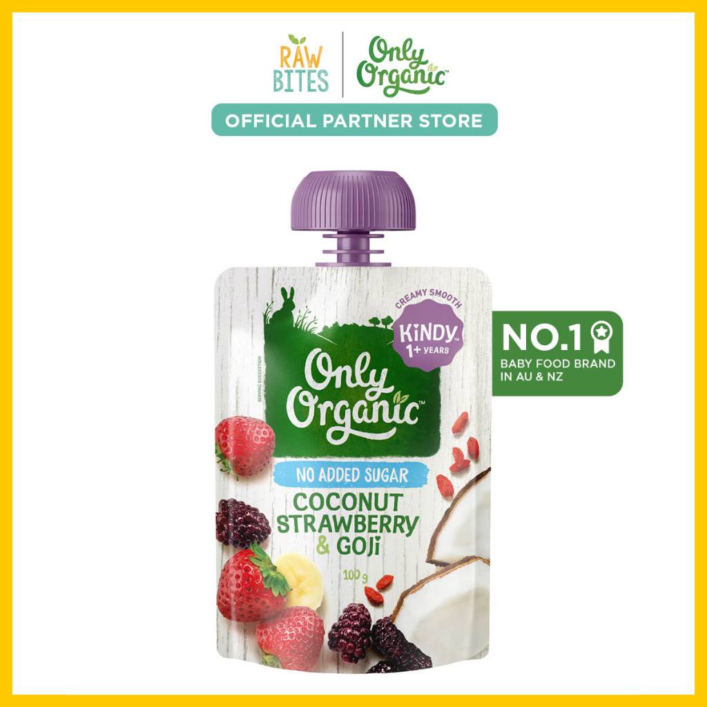 Only Organic Baby Food Coconut Strawberry & Goji 100g [12 mos+] (No ...