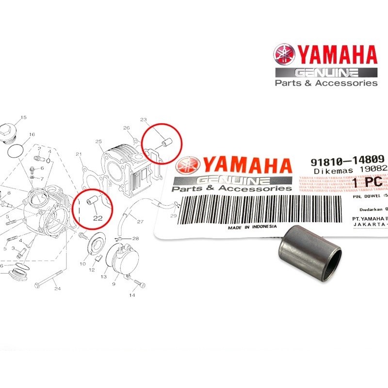 Yamaha Genuine Dowel Pin for Mio / YTX-125 (91810-14809) | Shopee ...