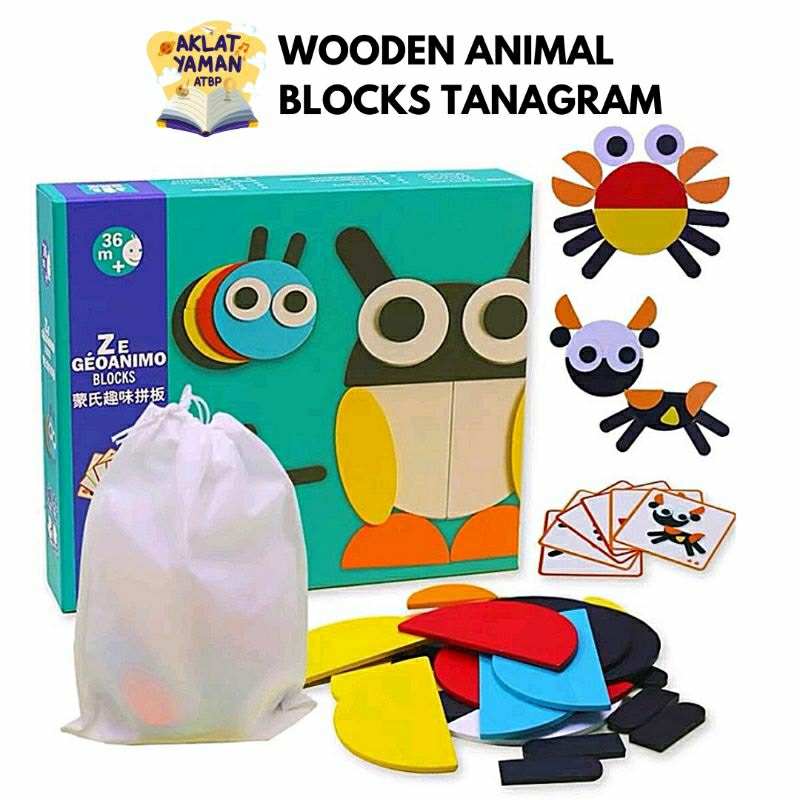 Wooden Animal Blocks Tanagram for Kids (Blocks and Cards) | Shopee ...
