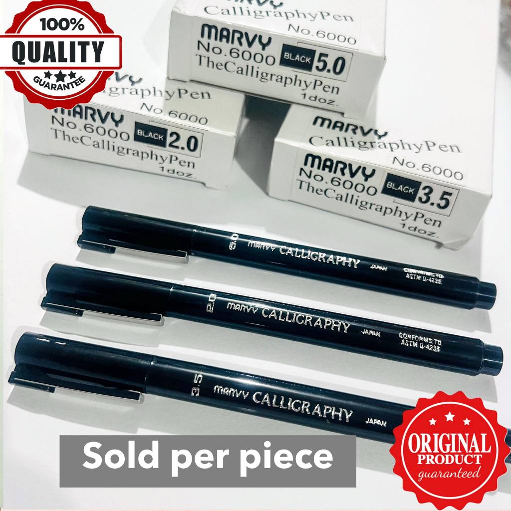 Marvy Calligraphy Pen Black 2.0mm/3.5mm/5.0mm No. 6000 (SOLD PER PIECE ...