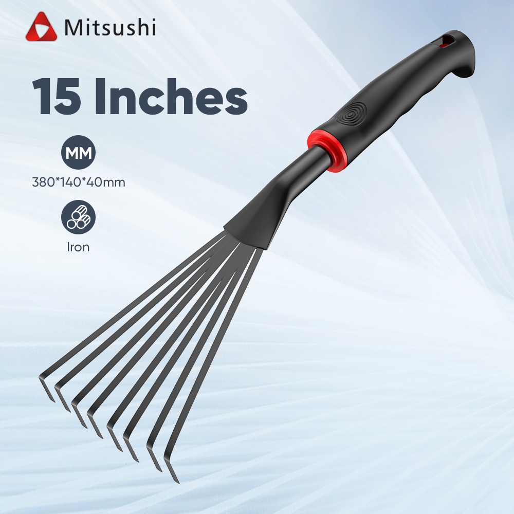 Mitsushi Large shove Five Tooch Rake Double Size Hoe Lawn Rake Grasping ...