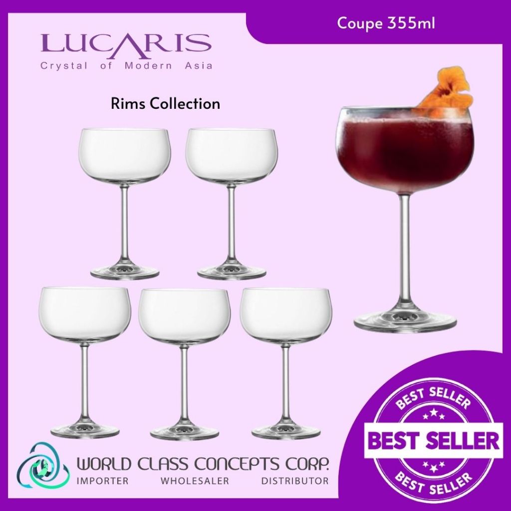 Lucaris Glassware Rims Coupe Drinking Glass 355ml (Set of 6) | Shopee ...