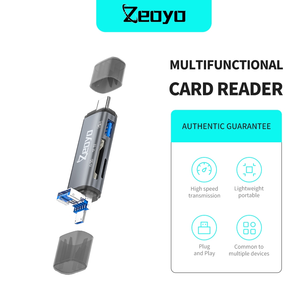 Zeoyo3 in 1 Multi-Function Card Reader Type C Micro USB SD Card For Laptop USB 2.0 SD/TF Card ...