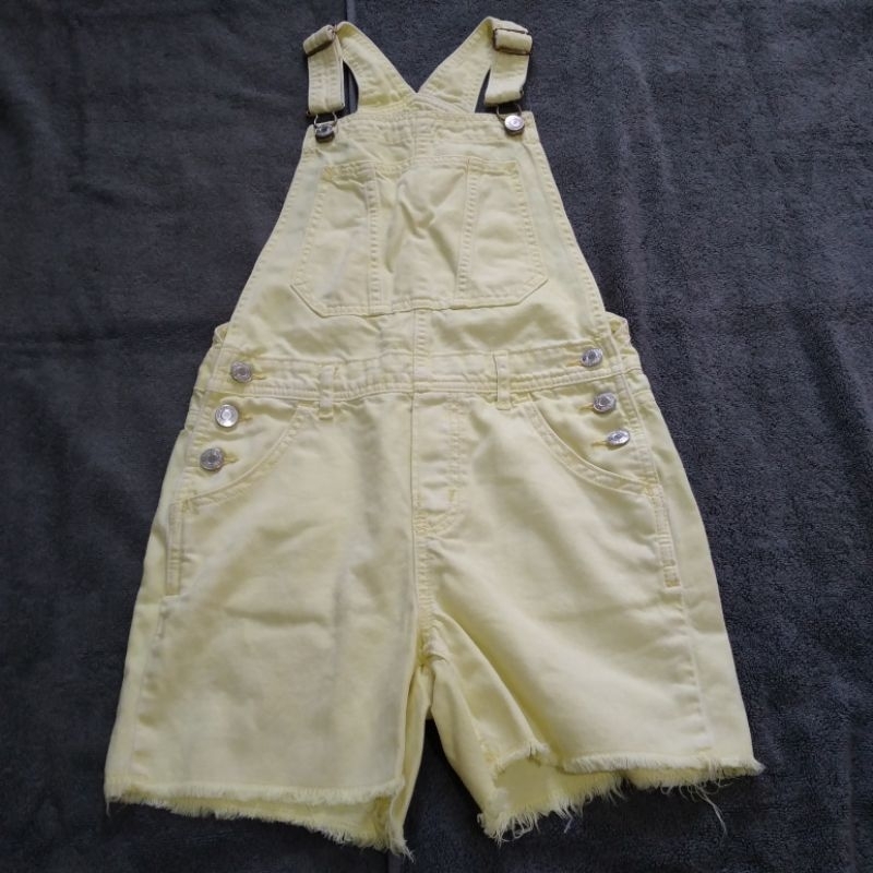GAP Light Yellow Denim Short Overalls (10-11 yrs old) | Shopee Philippines