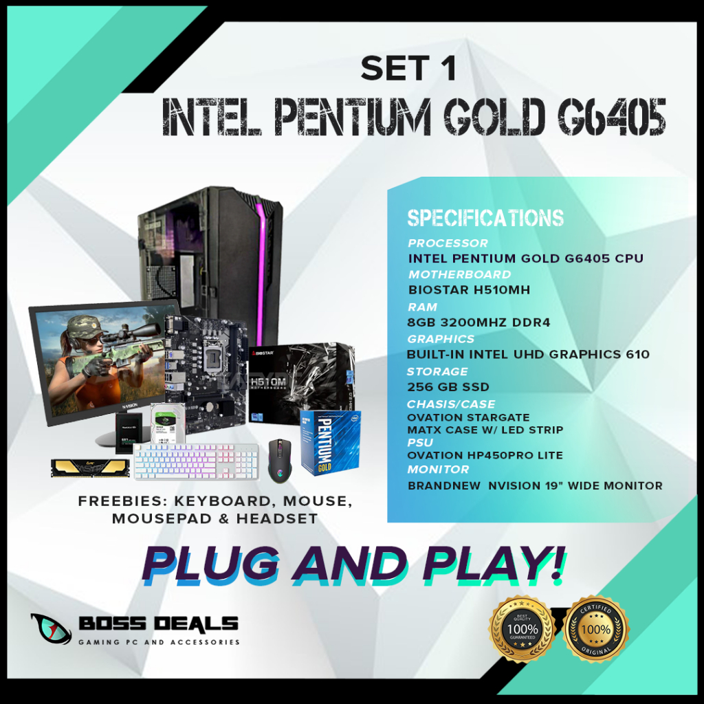 INTEL PENTIUM GOLD G6405 DESKTOP PC PACKAGE (ALL BRAND NEW) | Shopee ...