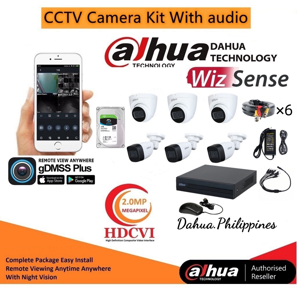 Dahua 2MP With audio CCTV Package 4CH 8CH CCTV KIT Remote monitoring ...