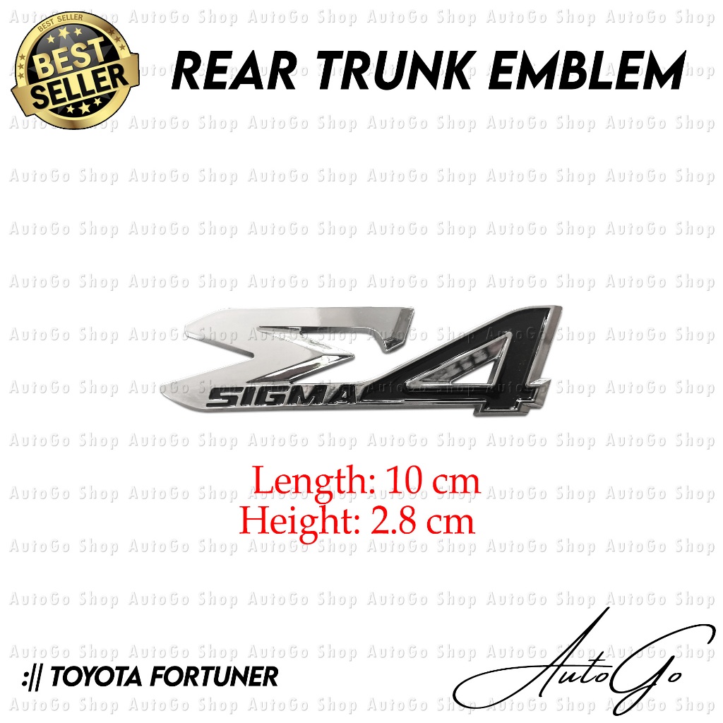 E Sigma 4 Emblem for Toyota Fortuner 2016-2020 Chrome & Black | Shopee ...