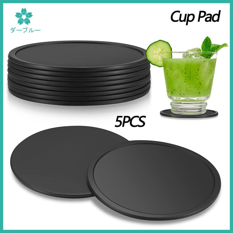 5PCS Silicone Coffee Wine Coasters Thicken Non-Slip Round Soft Coasters ...